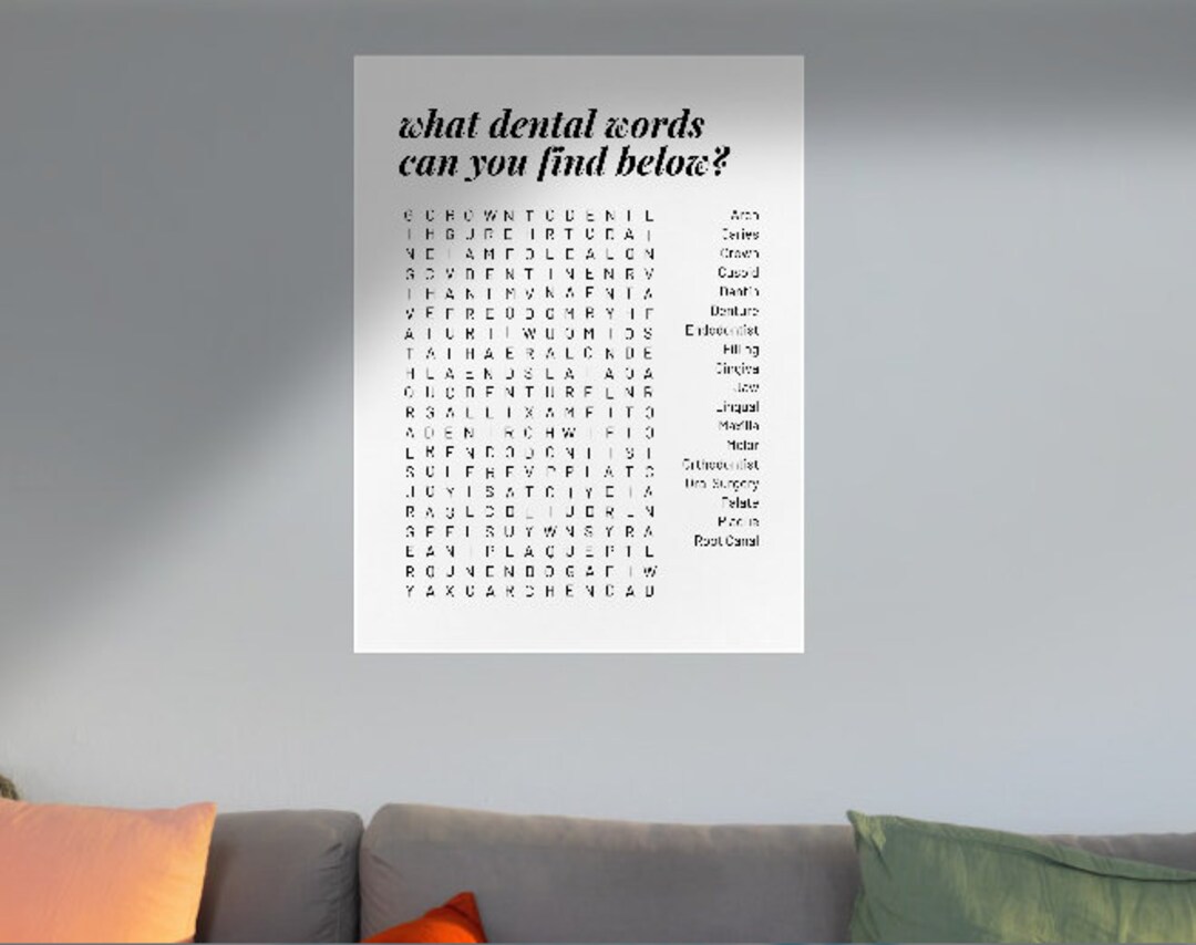 Dental Office Word Search Poster | Printable Gift for Dentist ...