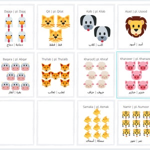 Printable Arabic Numbers Flashcards With Transliteration | Animals ...