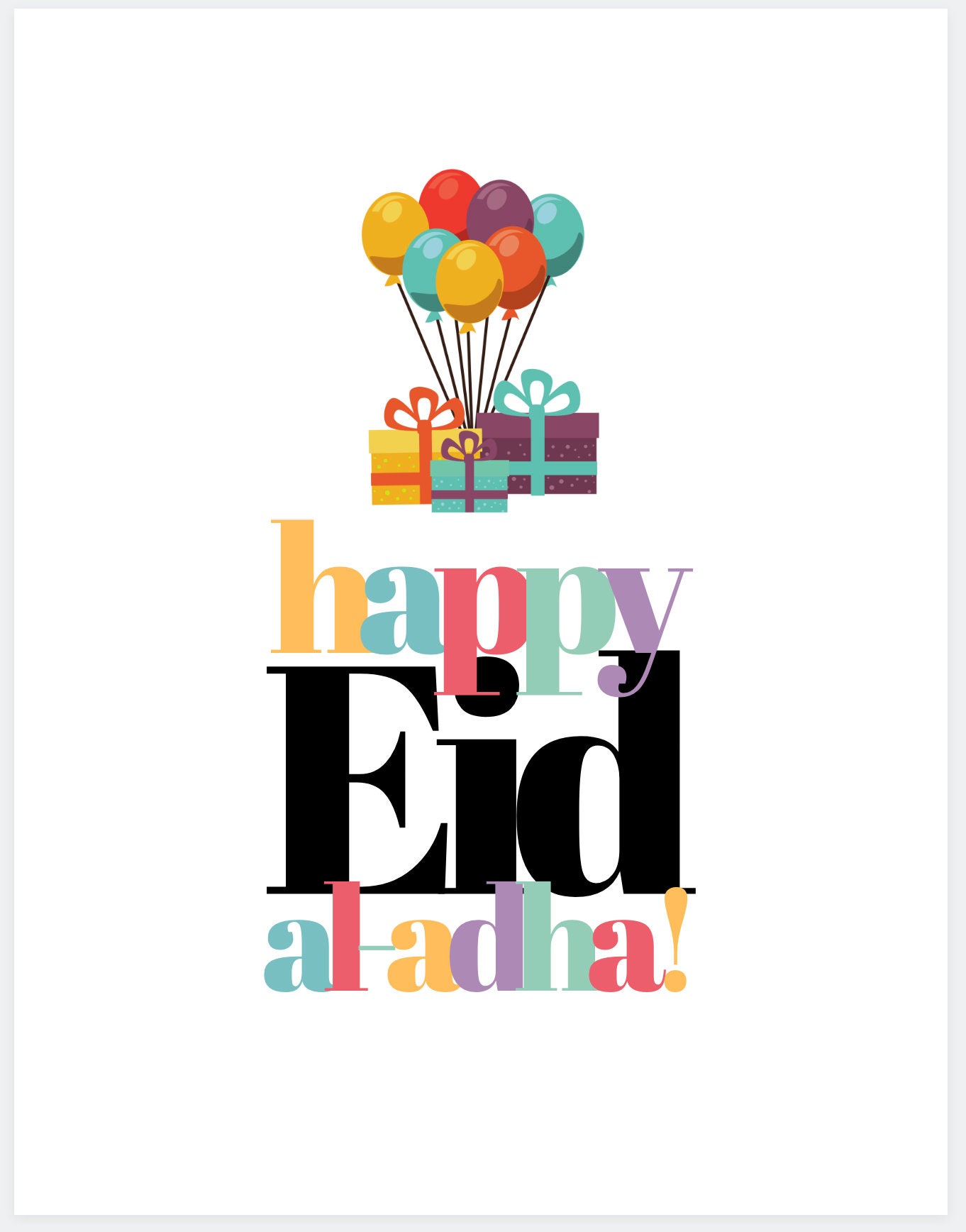 Happy Eid Print | Printable Eid Decoration | Kids Eid Al-adha Eid Al ...