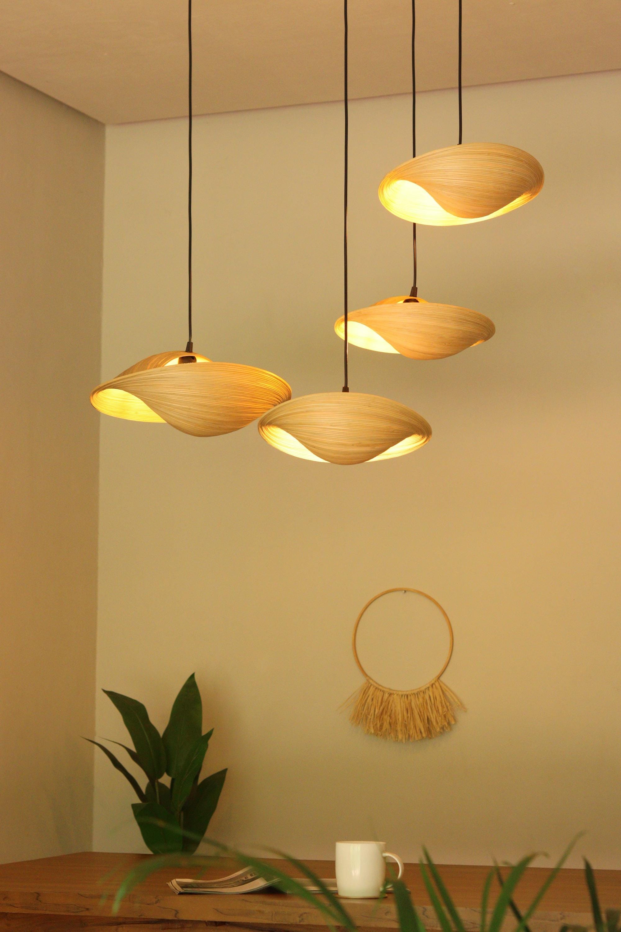 Azura Twist Bamboo Pendant Light – Seashell Inspired Hanging Lamp ...