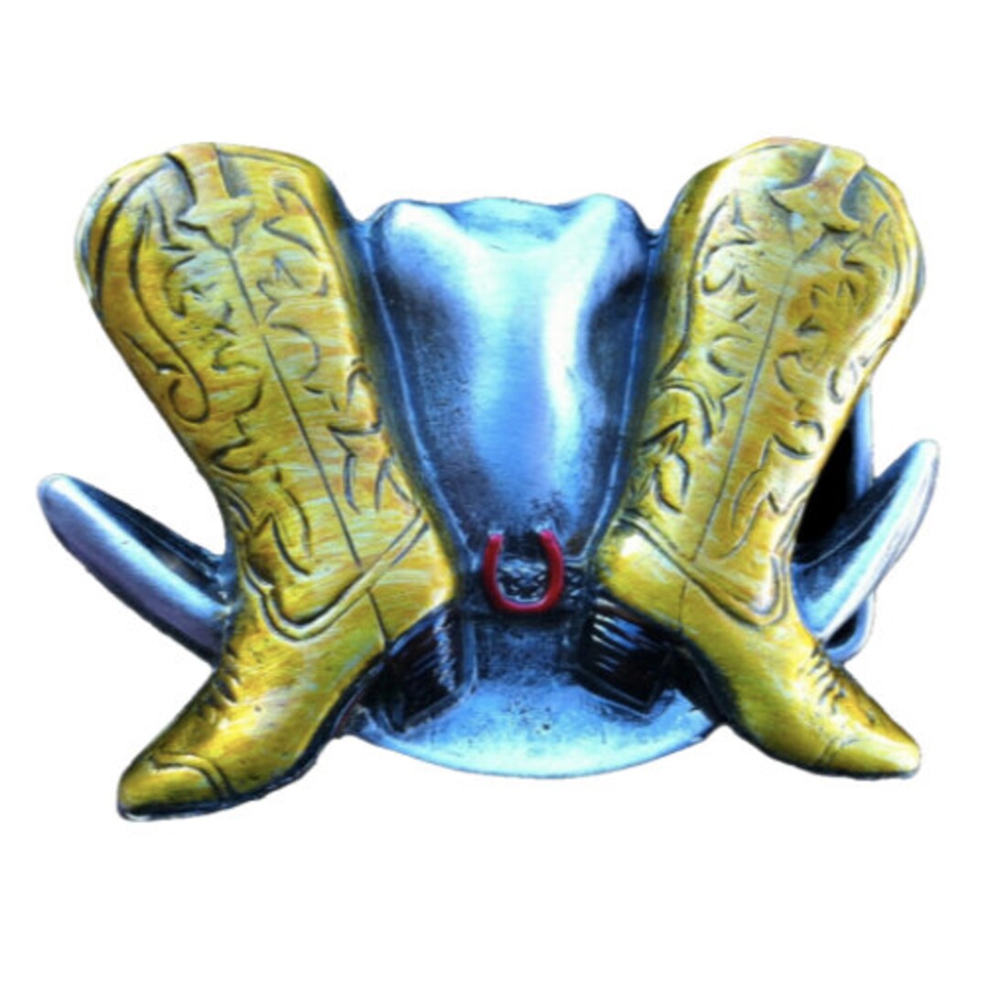 Cowboy Boots Belt Buckle Western Boot Hat Rodeo Cowgirl Cowboy Buckles ...