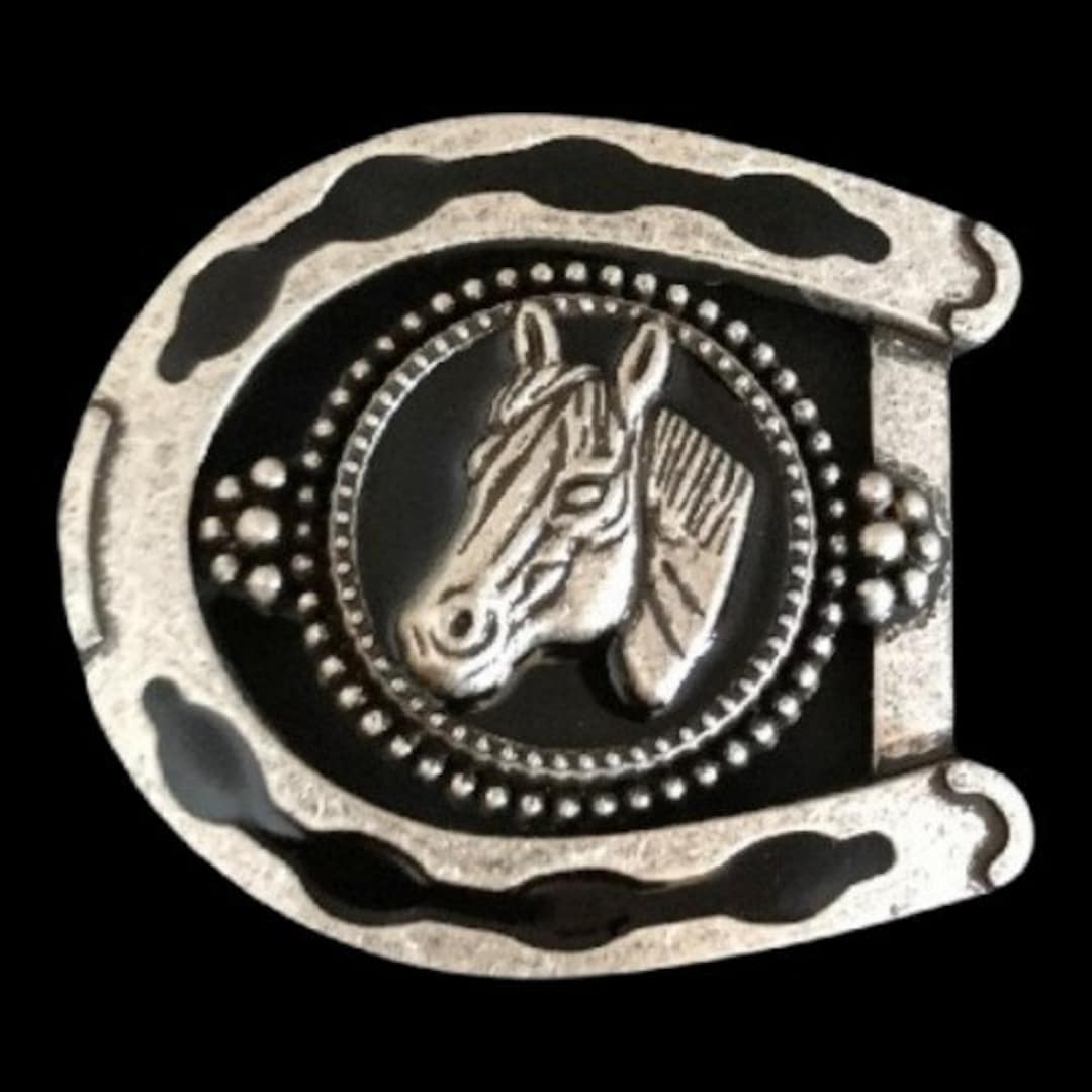 Horseshoe Black Horses Cowboy Cowgirl Western Belt Buckle Buckles - Etsy