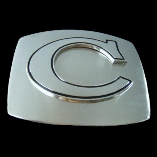 Initial C Letter Name Tag Monogram Chrome Belt Buckle Buckles