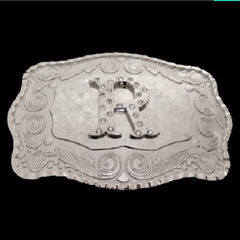 Letter Name Initial R Monogram Western Belt Buckle Buckles - Etsy