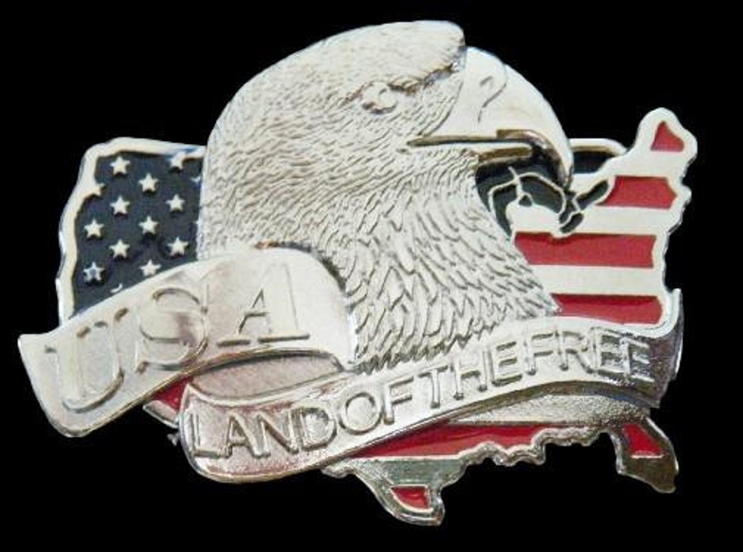 American Belt Buckle Flag Land of the Free USA Eagle Buckles - Etsy