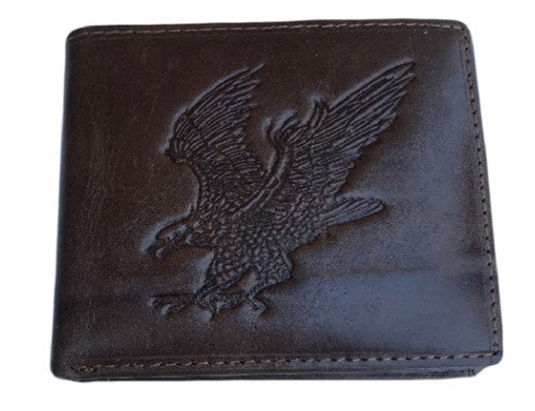 Men’s American Eagle Embossed Design Genuine Leather Trifold Wallet - Etsy