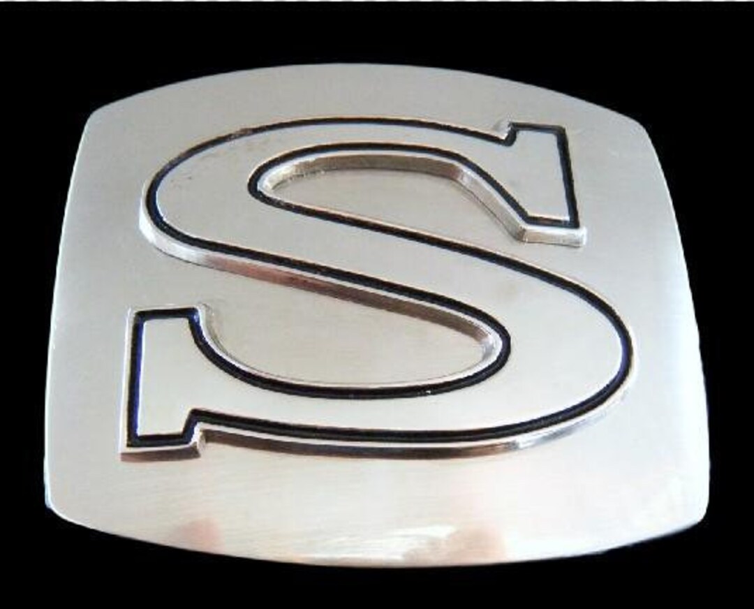Initial S Letter Name Tag Monogram Chrome Belt Buckle Buckles - Etsy