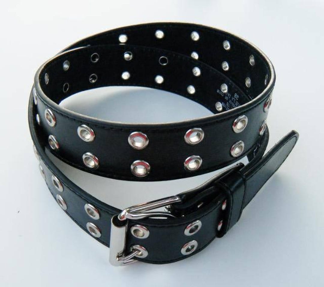Leather Belt Double Hole Goth Punk Belts Removable Buckles Size 38 - Etsy