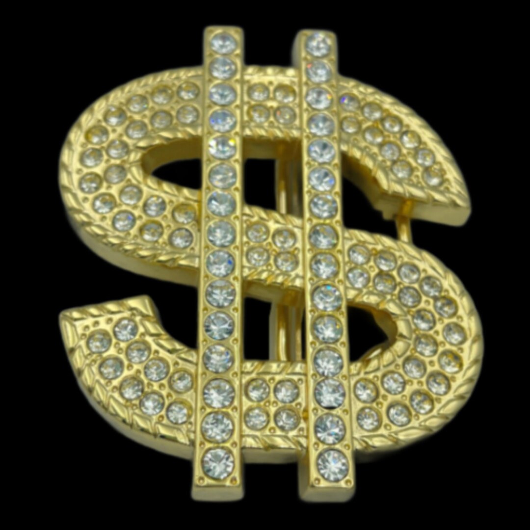 Dollar Sign Belt Buckle Money Blinged Bling Rhinestone Punk Hip Hop ...