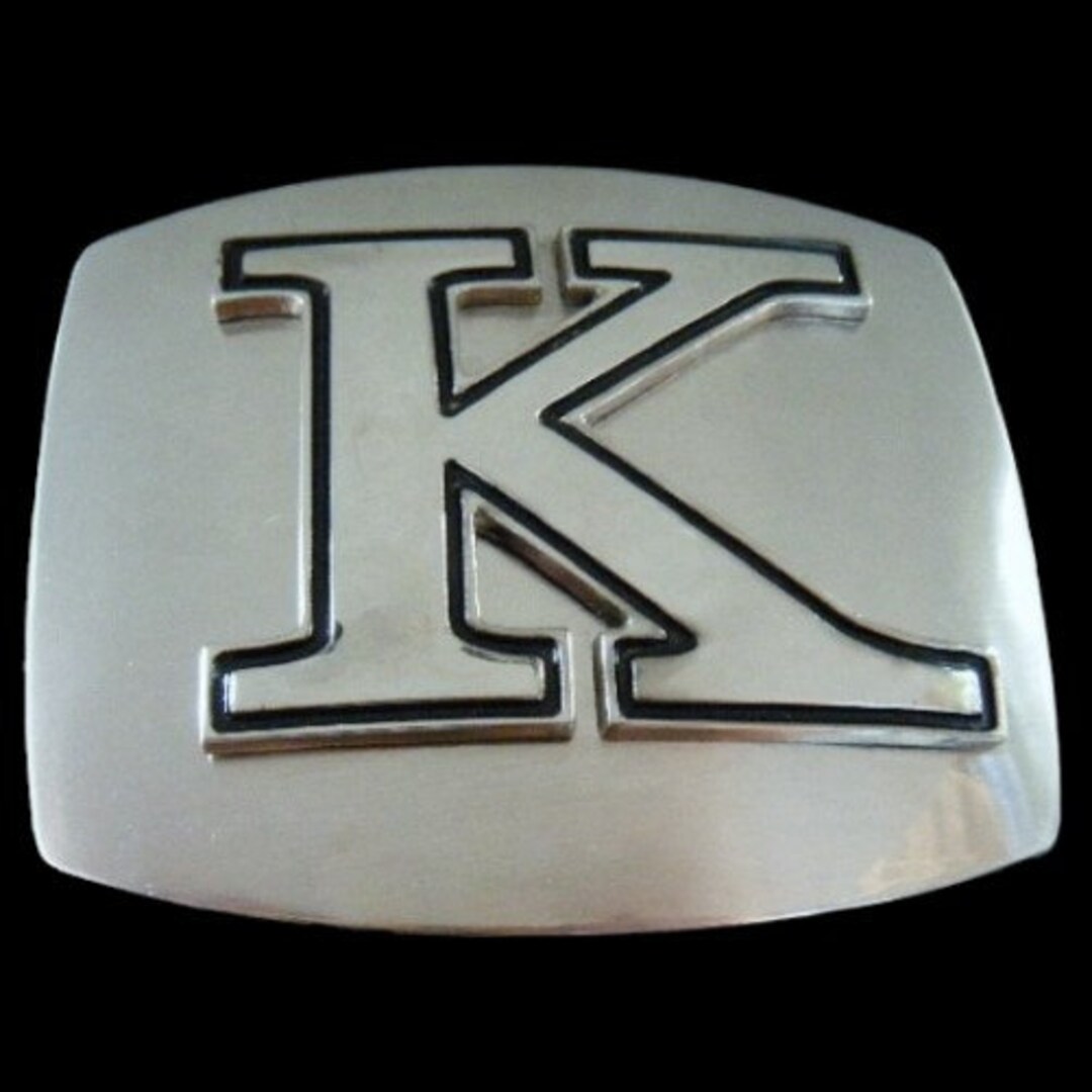 Belt Buckle Initial K Letter Name Tag Monogram Chrome Alphabet Buckles ...