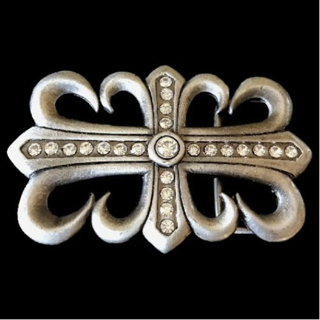 Cross Belt Buckle Flower Rhinestones Crosses Unisex Buckles & Belts - Etsy