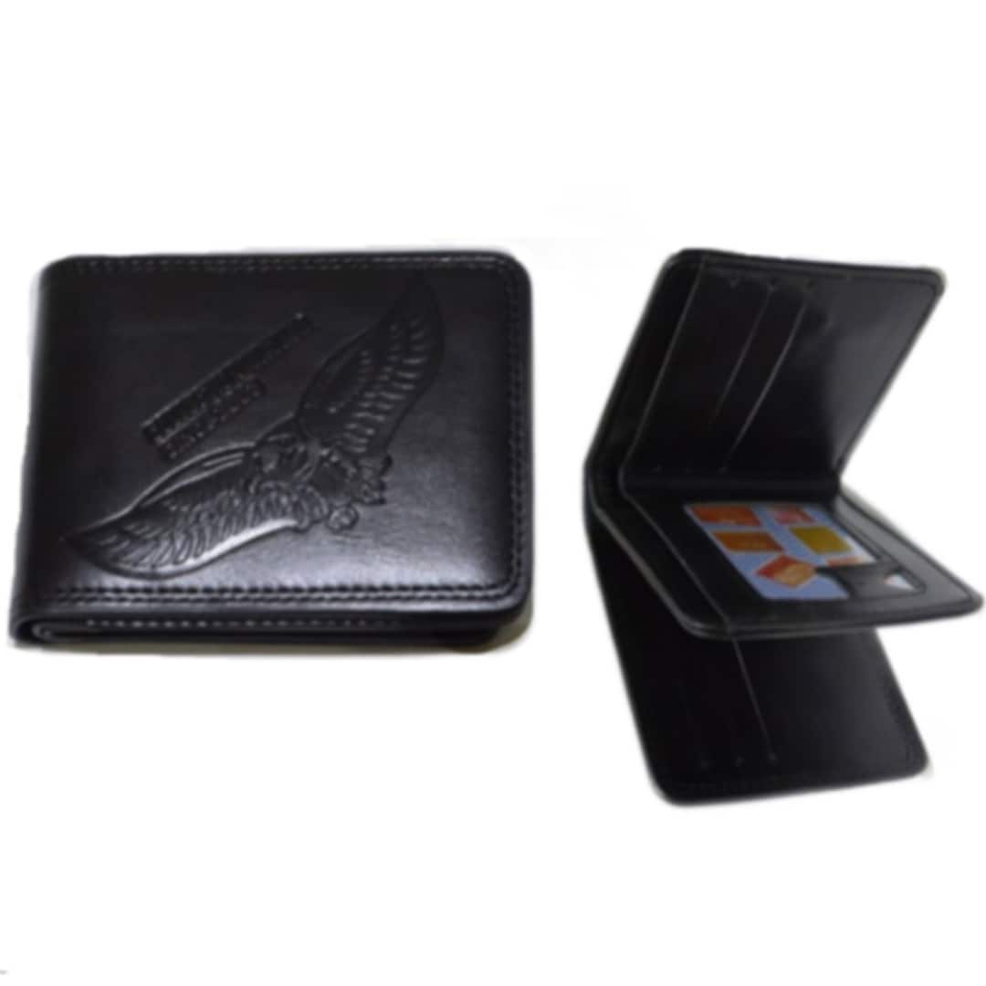 Men's American Eagle Embossed Genuine Leather Black Trifold Wallet - Etsy