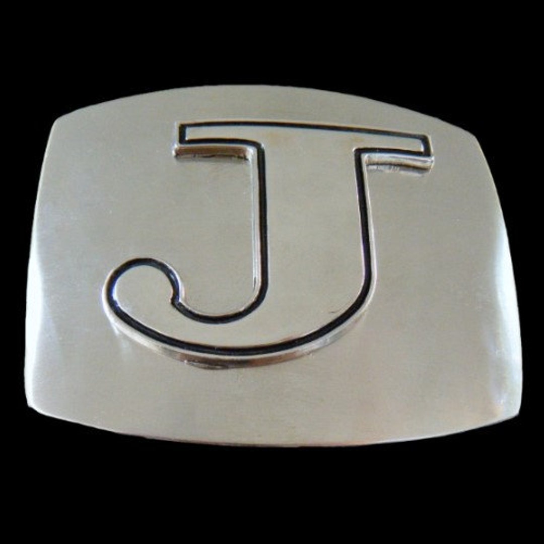 Initial J Letter Name Tag Monogram Chrome Belt Buckle Buckles - Etsy