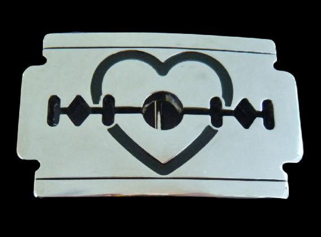 Razor Blade Black Heart Tool Belt Buckle - Etsy