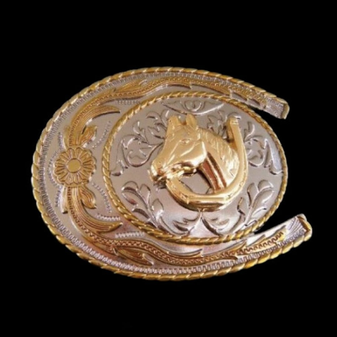 Horseshoe Horse Head Equestrian Farm Western Belt Buckle Buckles - Etsy
