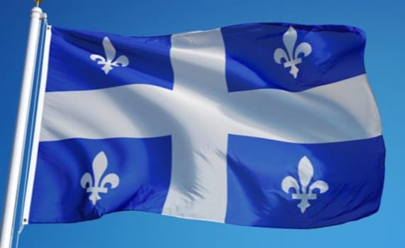 Quebec National Big Waving Pole Flag Drapeau Fleur De Lis Lys - Etsy Canada