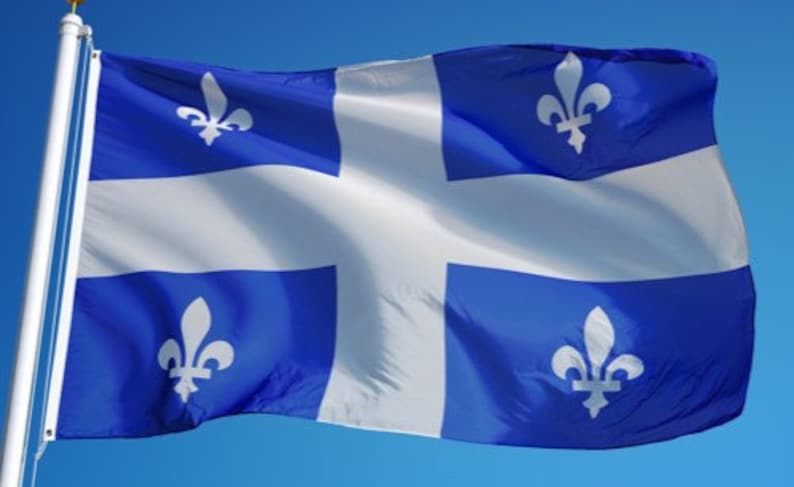 Quebec National Big Waving Pole Flag Drapeau Fleur De Lis Lys - Etsy
