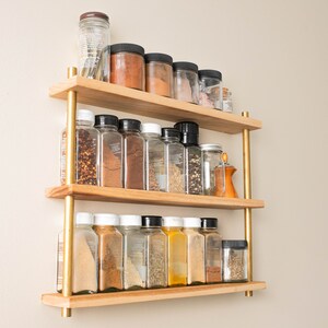 Shelf - Spice Rack - Spice Shelf - Brass and Poplar Spice Rack ...