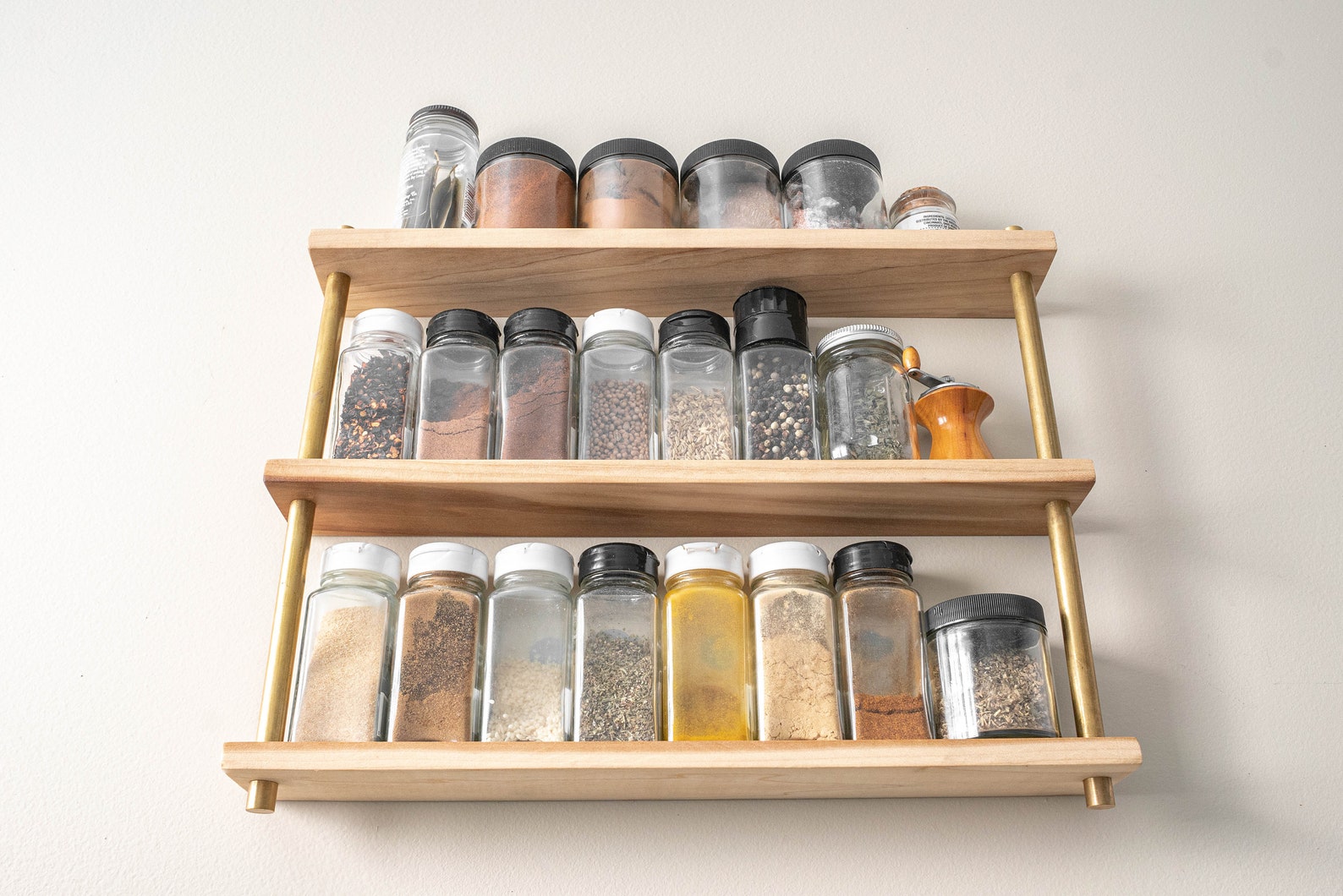 Shelf - Spice Rack - Spice Shelf - Brass and Poplar Spice Rack ...