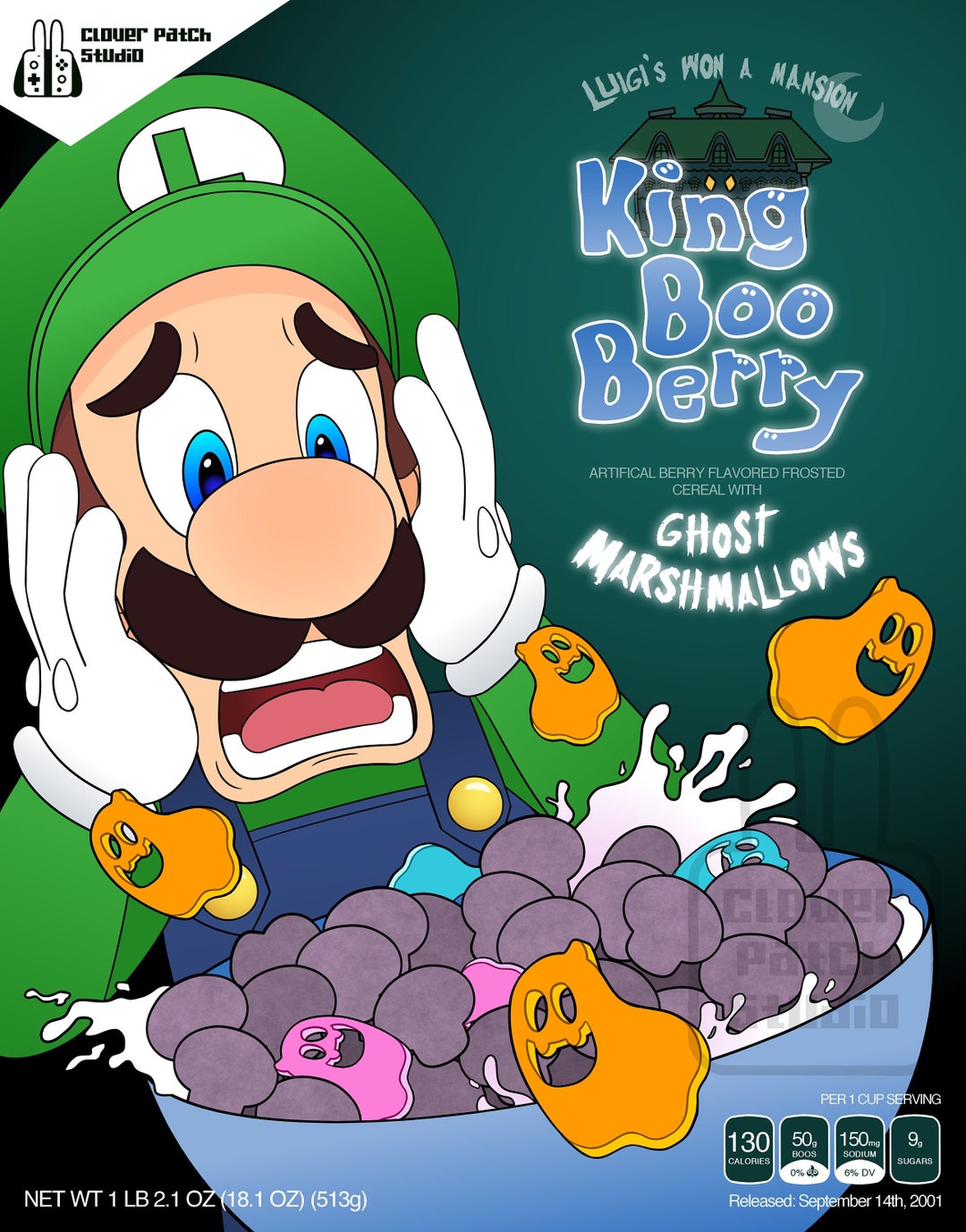 Luigi's Mansion Boo Berry Gamecube Cereal Box Poster - Etsy Canada