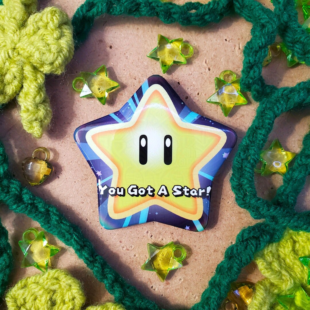 Mario Star Button | Gaming Pin (2.25 Inch Approx.) - Etsy