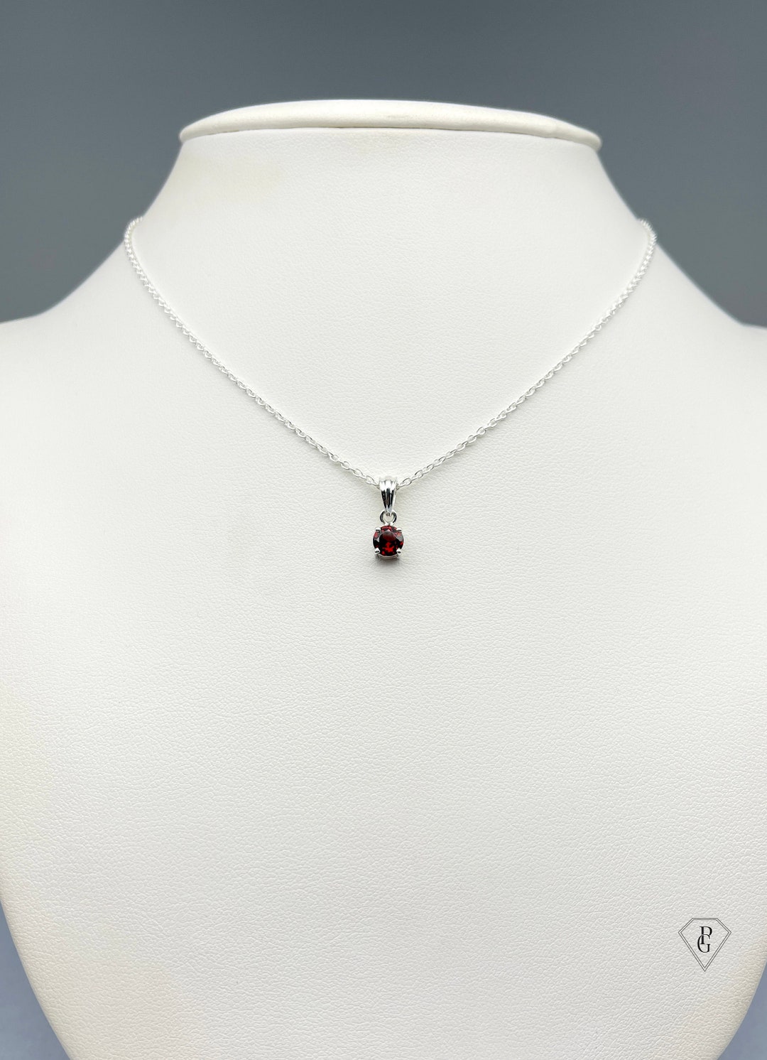 Natural Red Garnet 5mm Round Pendant in Sterling Silver 925 - Etsy