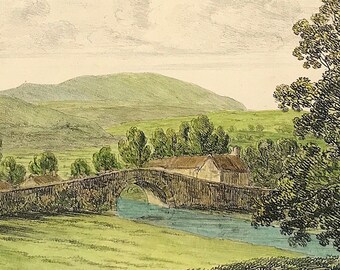 St Asaph on the River Elwy in Denbighshire Wales c1813 Original etched ...