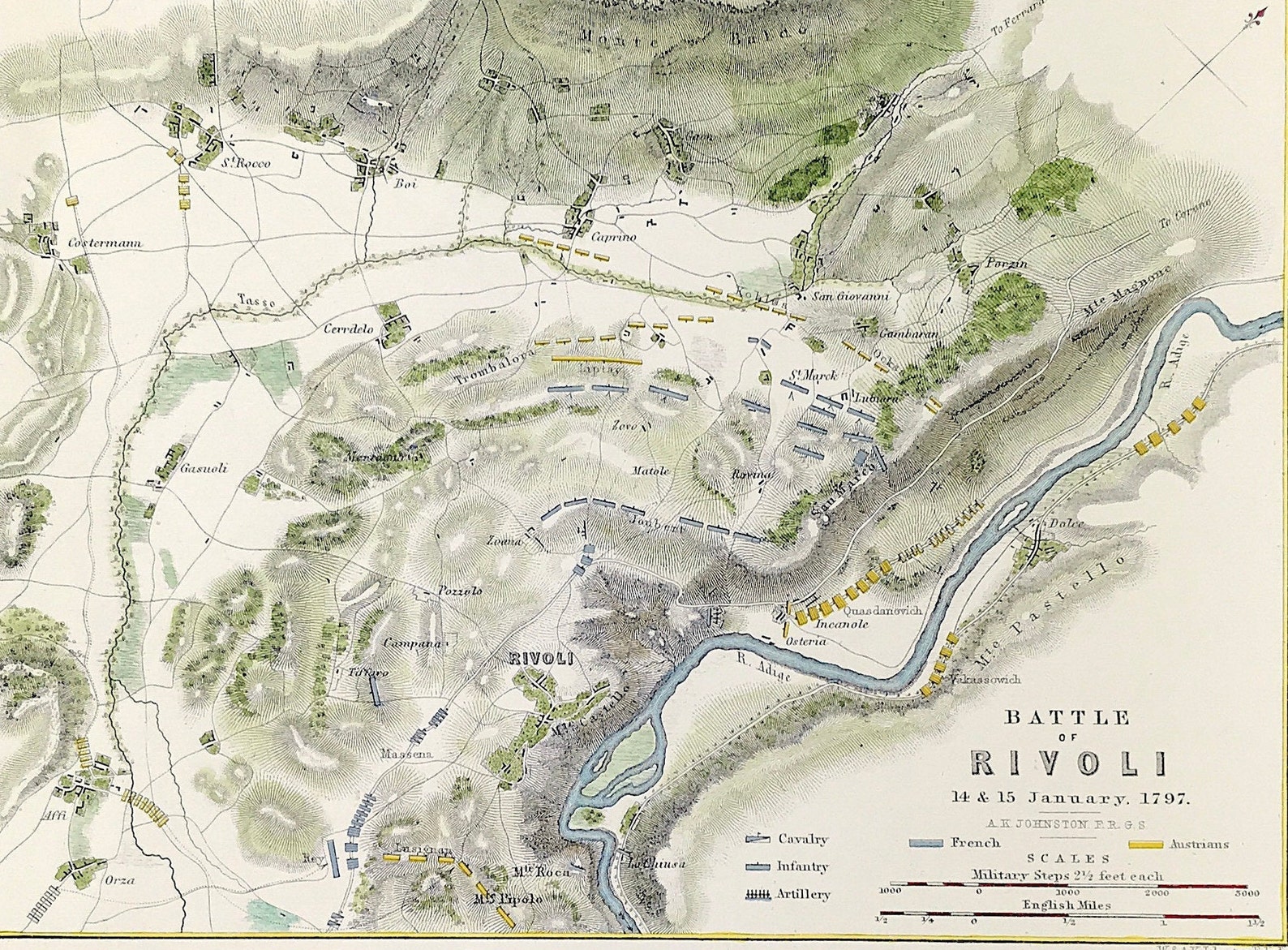 Military Battle of Rivoli 1793 by A K JOHNSTON fine hand | Etsy