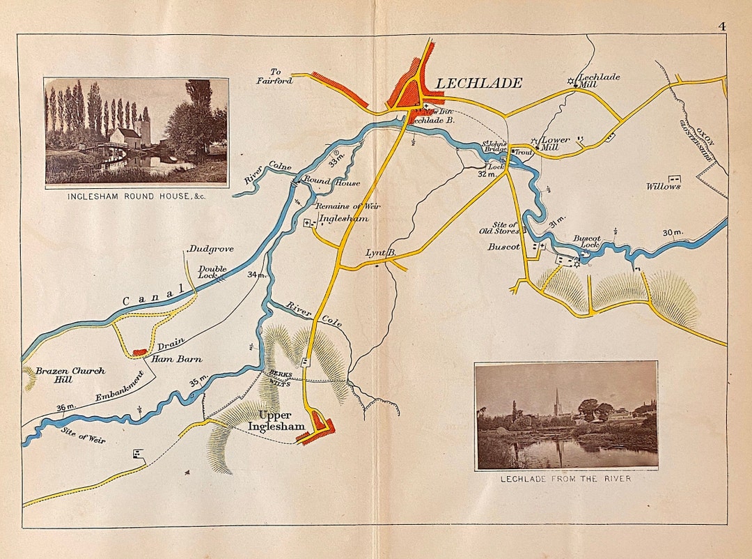 Antique River Thames Map, Inglesham to Lechlade, C1885 - Etsy