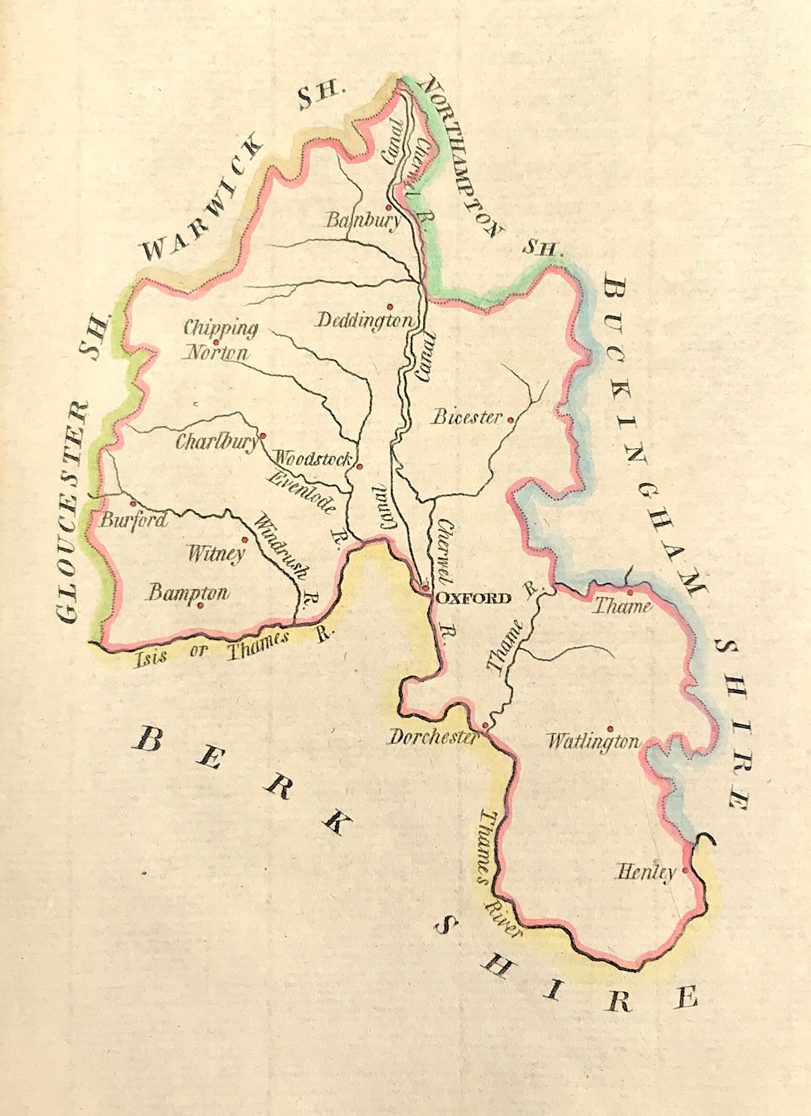 Antique Map of Oxfordshire 1803 by John Aikin From England Delineated ...