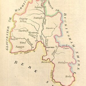 Antique Map of Oxfordshire 1803 by John Aikin From England Delineated ...