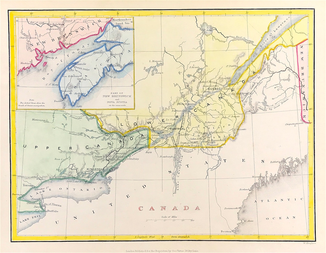 1840 Canada Map With Inset of New Brunswick, Nova Scotia Original With ...