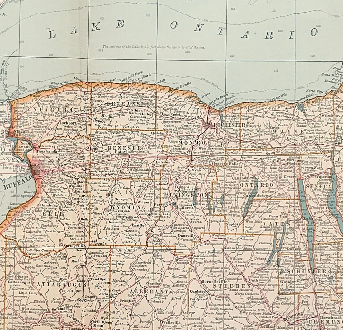 Map of New York Western Part From Century Atlas of the World 1901 ...