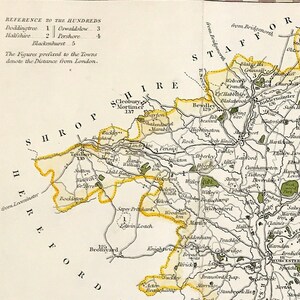 Worcestershire Map by Sidney Hall 1832 Smaller Size With Fine Detail ...