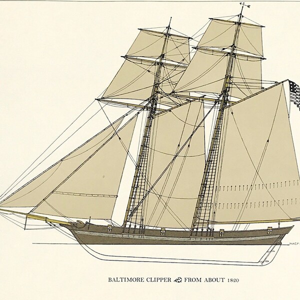 Clipper Ship Print - Etsy UK