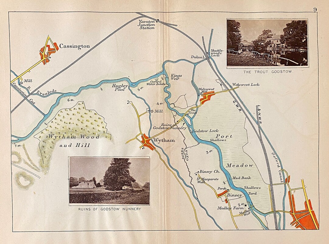 River Thames Map Cassington to Wytham and Godstow Lock and on to Binsey ...