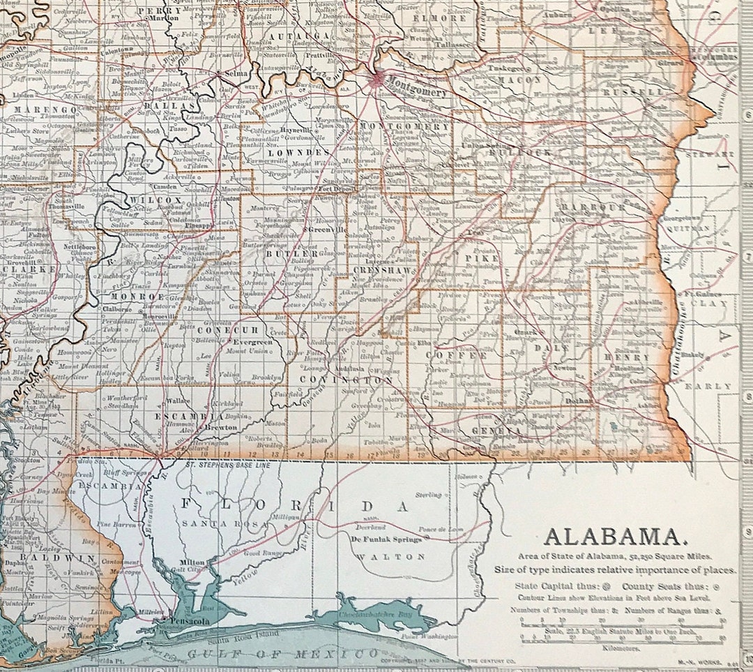 Map State of Alabama Montgomery Mobile Bay Birmingham Huntsville ...