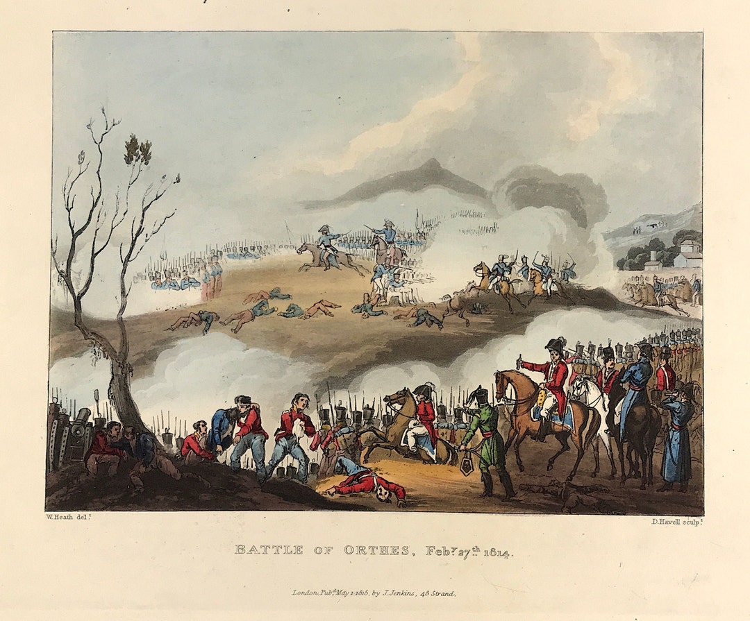 1814 Military Battle of Orthes Peninsular War From Jenkins Martial ...
