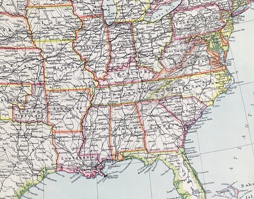 1906 States of America Map for the Harmsworth Universal Atlas and ...