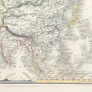 Asia Map 1850 With Clasification of Places and Mountain Range Heights ...