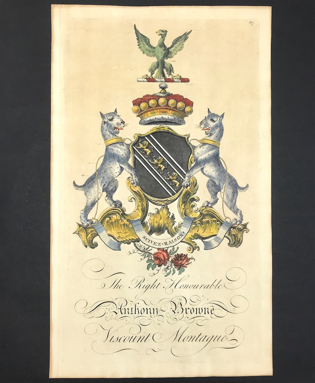 Coat of Arms of Right Honourable Anthony Browne Viscount Montaque 1764 ...