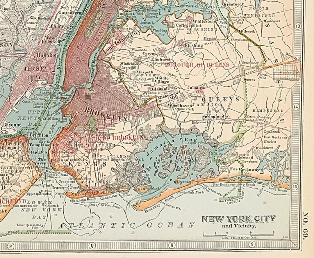1901 New York City and Southern New York Map From Century - Etsy