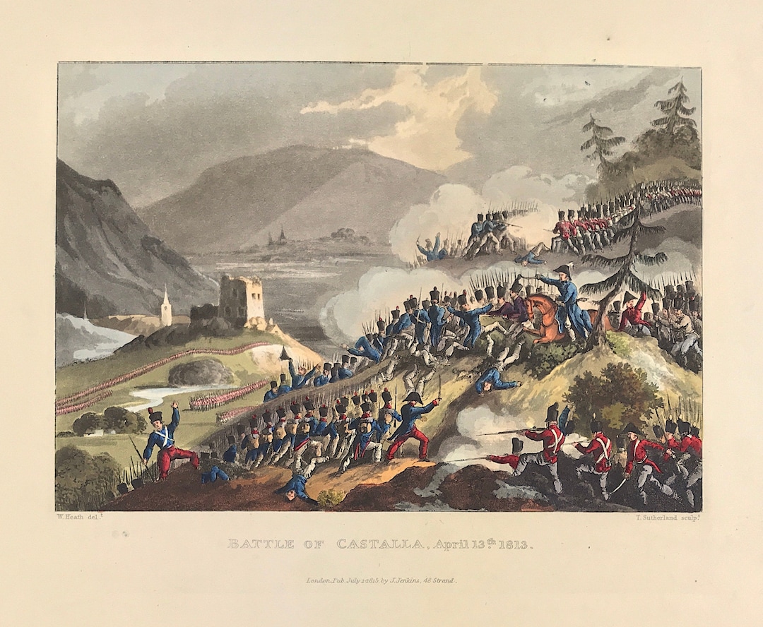 Battle of Castalla Aquatint, Jenkins Martial Achievements, C1813 - Etsy