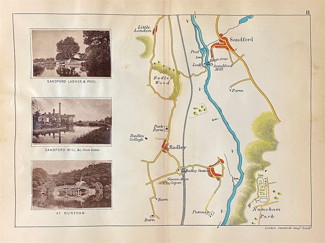 Map River Thames Sandford Mill to Nuneham Park C1885 by Taunt - Etsy