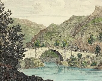 St Asaph on the River Elwy in Denbighshire Wales c1813 Original etched ...