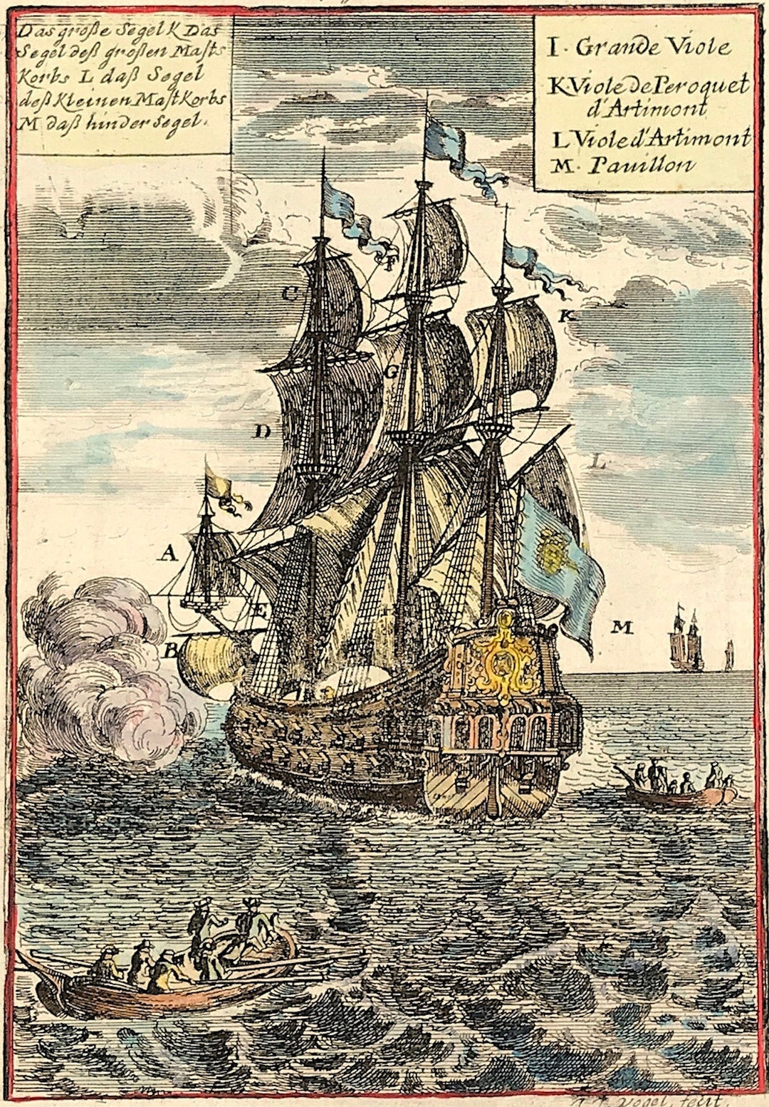 Galleon Sailing Ship by Alain Manesson Mallet C1683 View Galleon Firing ...
