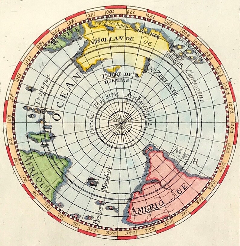 Mapa de los hemisferios, continentes septentrional y meridional, de ...