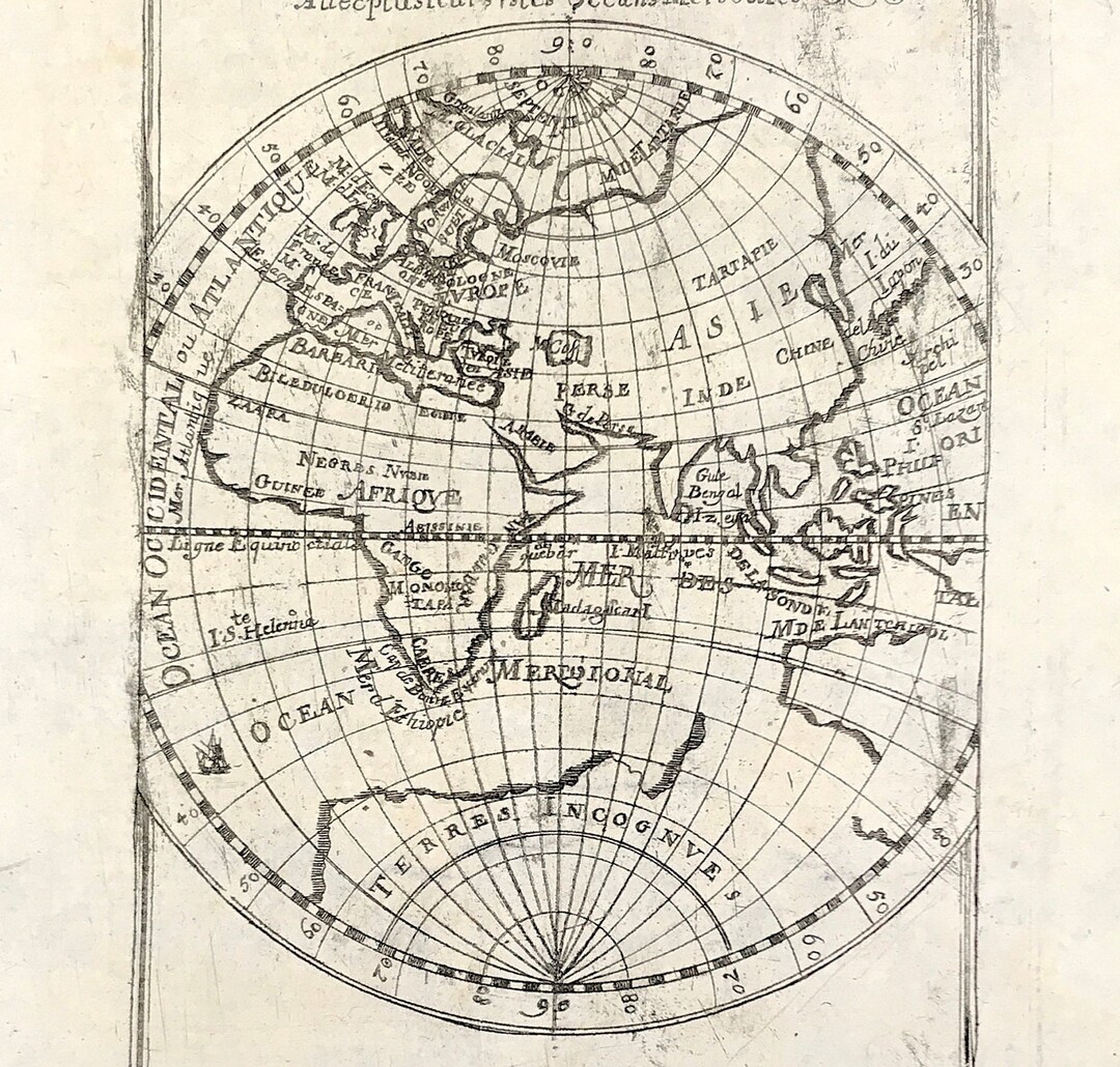 1683 Map Ancient Continent Alain Mallet Original Islands Oceans Seas ...