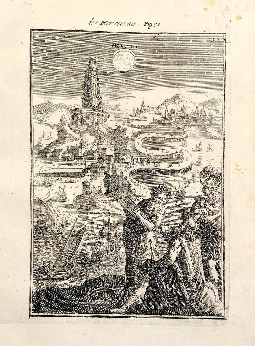 Night Sky Planet Mercury by Alain Mallet C1683 Scarce Engraved Copper ...