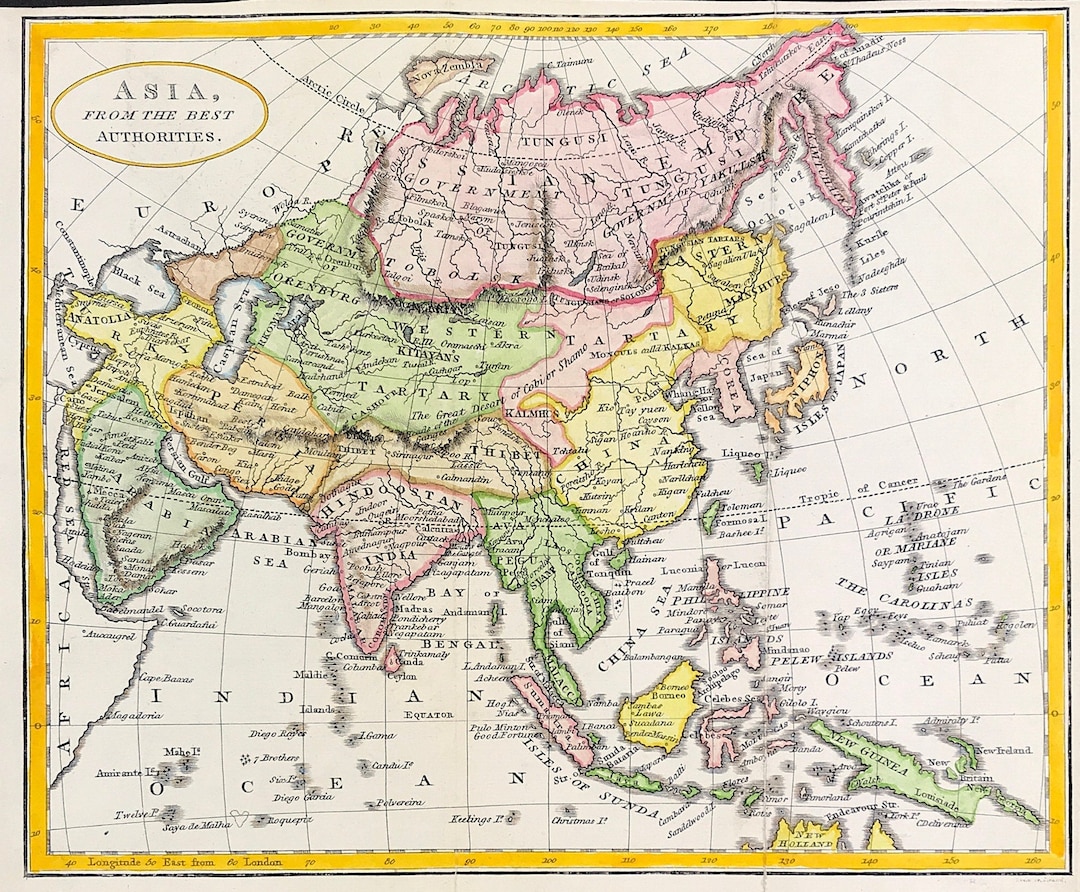 Map Asia 1814 Antique From the Best Authorities Engraved by Neele ...
